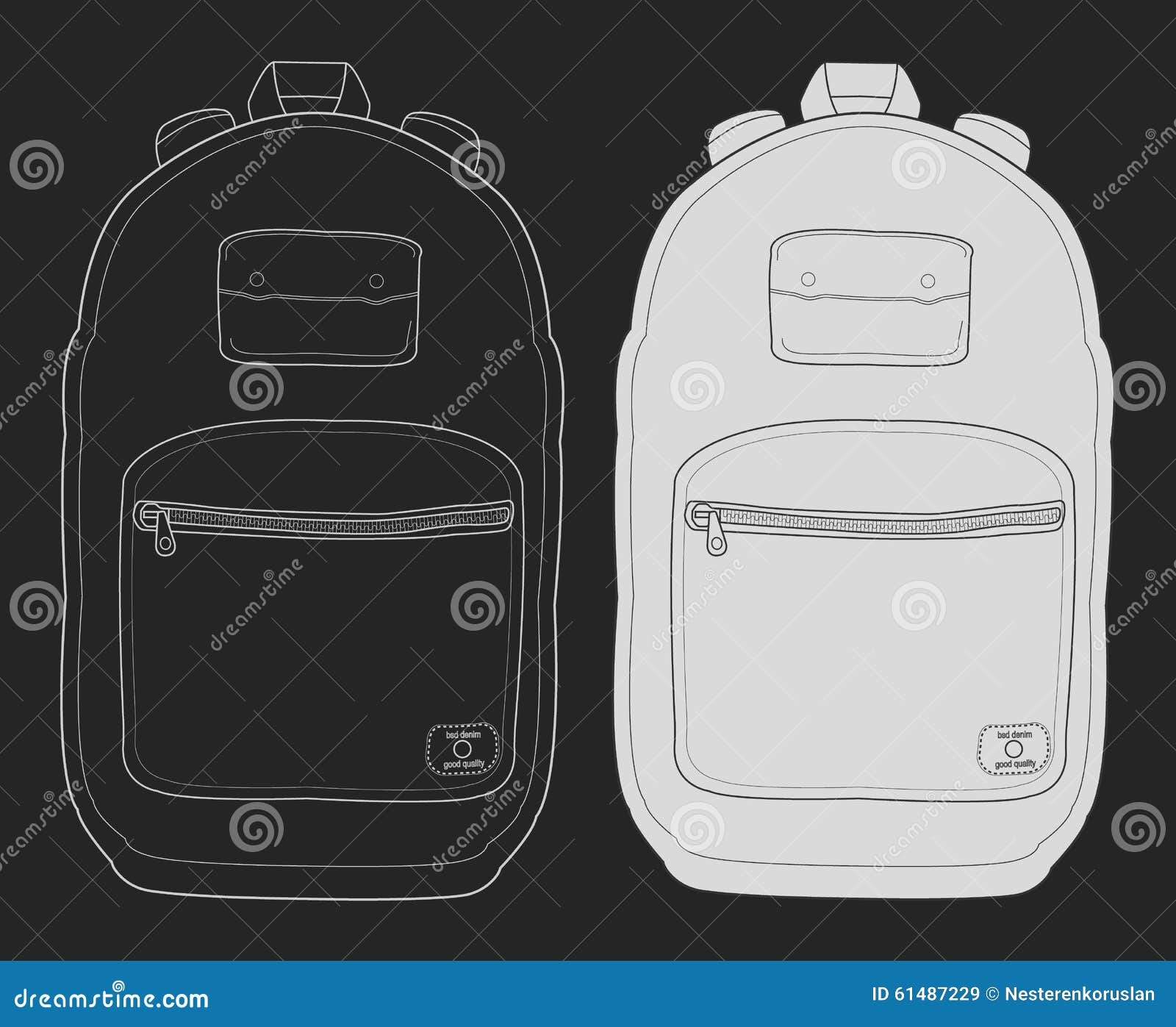 Modern Urban Backpack. Chalk on Blackboard Stock Vector - Illustration ...