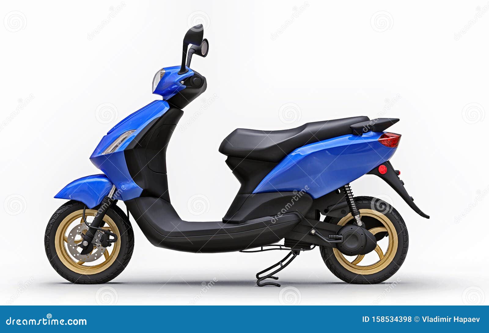 Modern Urban Blue Moped on a White Background. 3d Illustration Stock ...