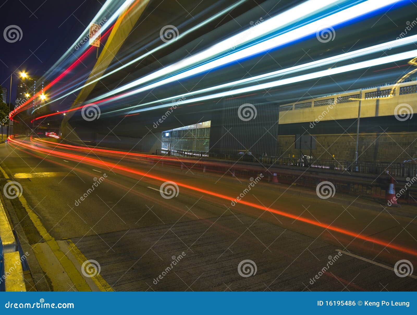 Modern Urban City with Freeway Traffic at Night Stock Photo - Image of ...