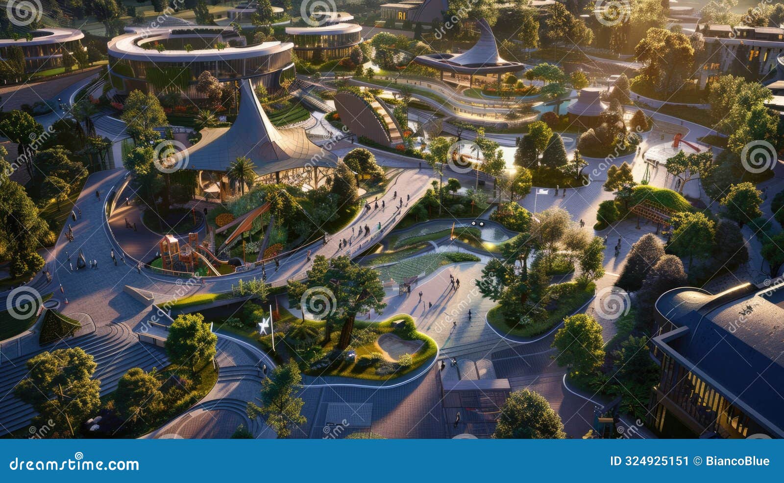 A Modern Urban Courtyard with Greenery and Architectural Design, Seen ...