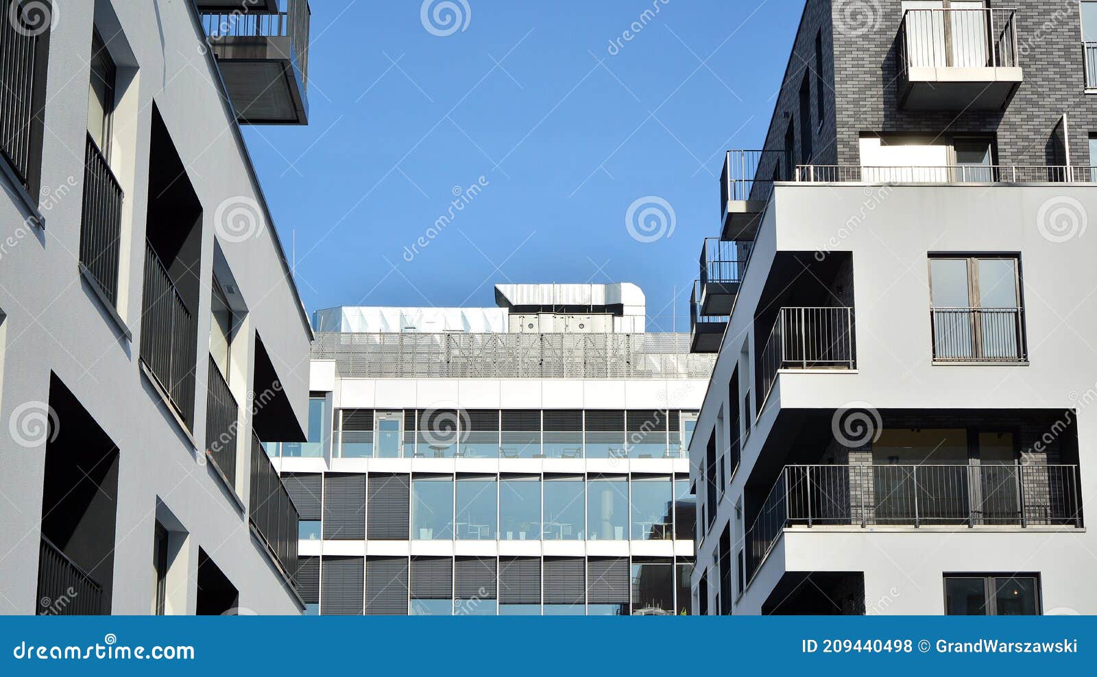 A Residential Building and an Adjacent Office Building. Stock Photo ...