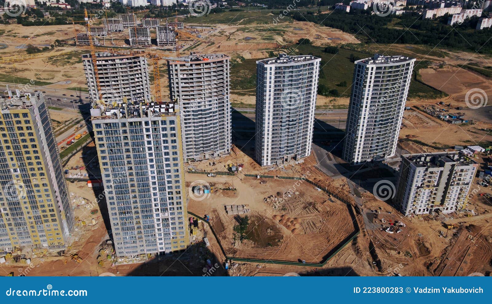 Modern Urban Development. Construction Site with Multi-storey Buildings ...