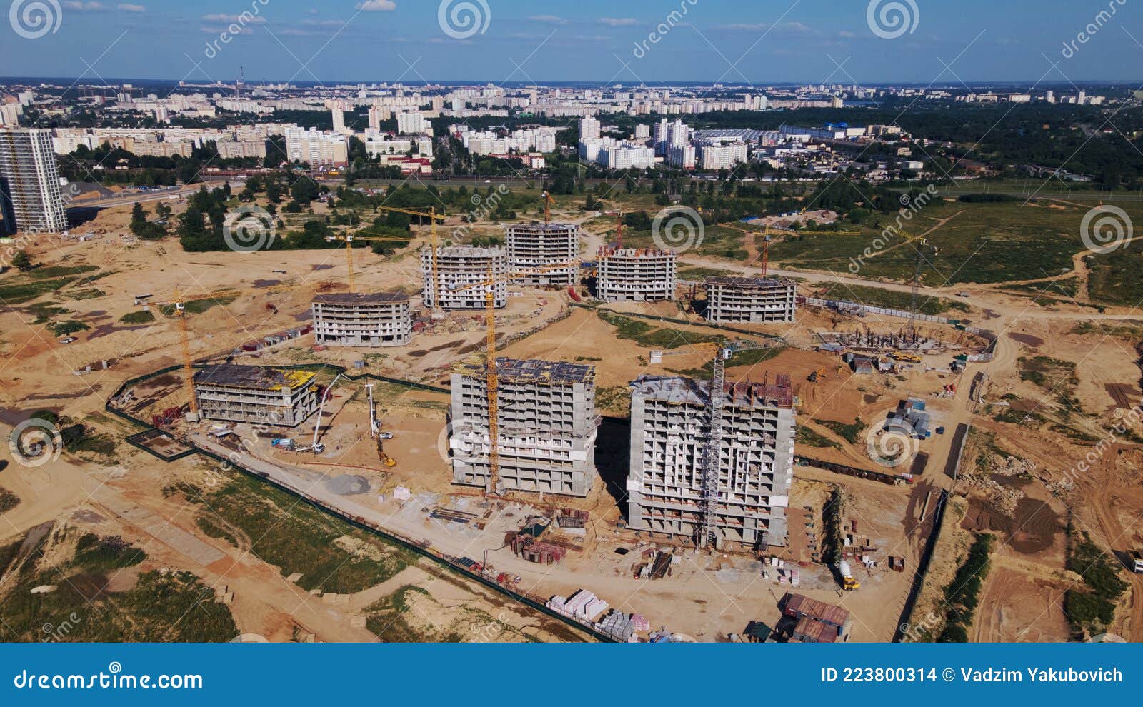 Modern Urban Development. Construction Site with Multi-storey Buildings ...