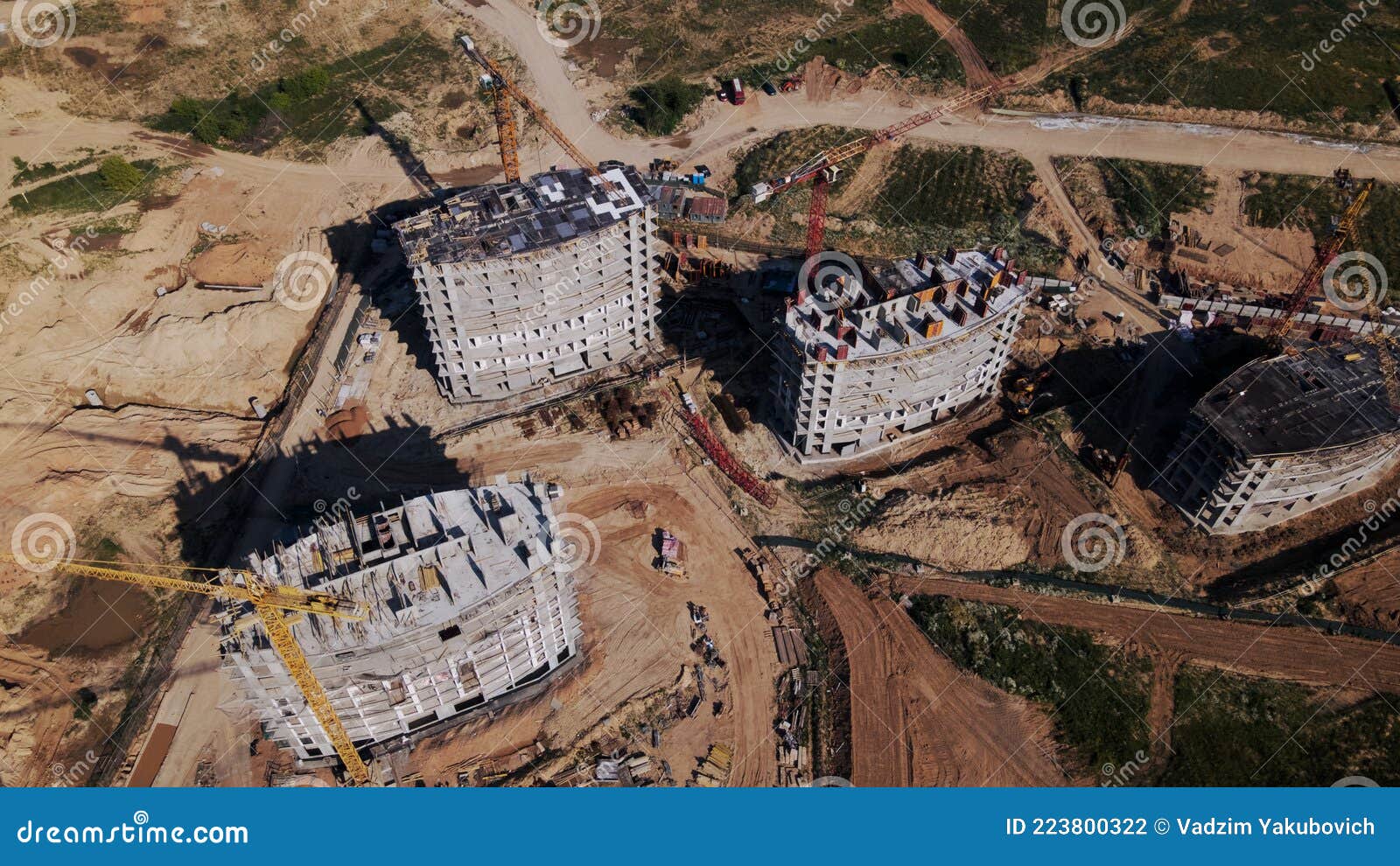 Modern Urban Development. Construction Site with Multi-storey Buildings ...