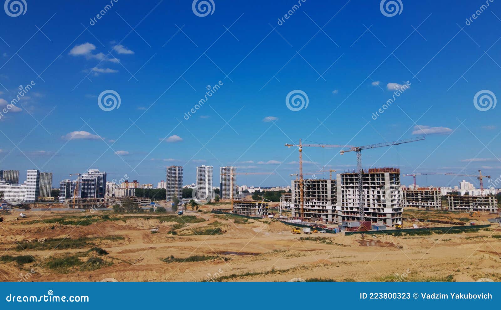 Modern Urban Development. Construction Site with Multi-storey Buildings ...