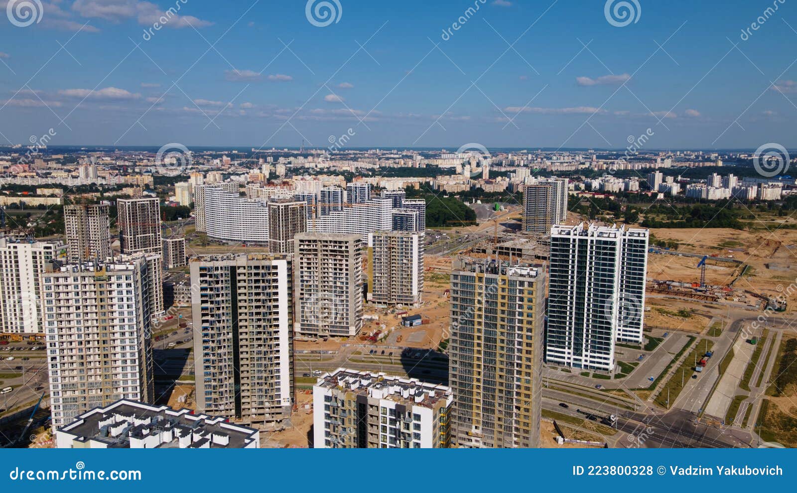 Modern Urban Development. Construction Site with Multi-storey Buildings ...