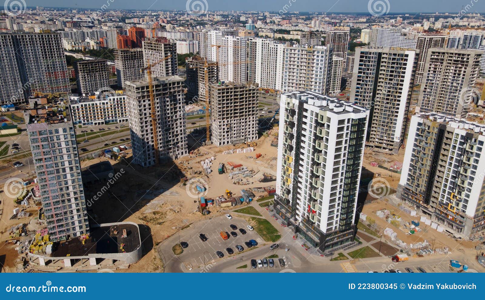 Modern Urban Development. Construction Site with Multi-storey Buildings ...