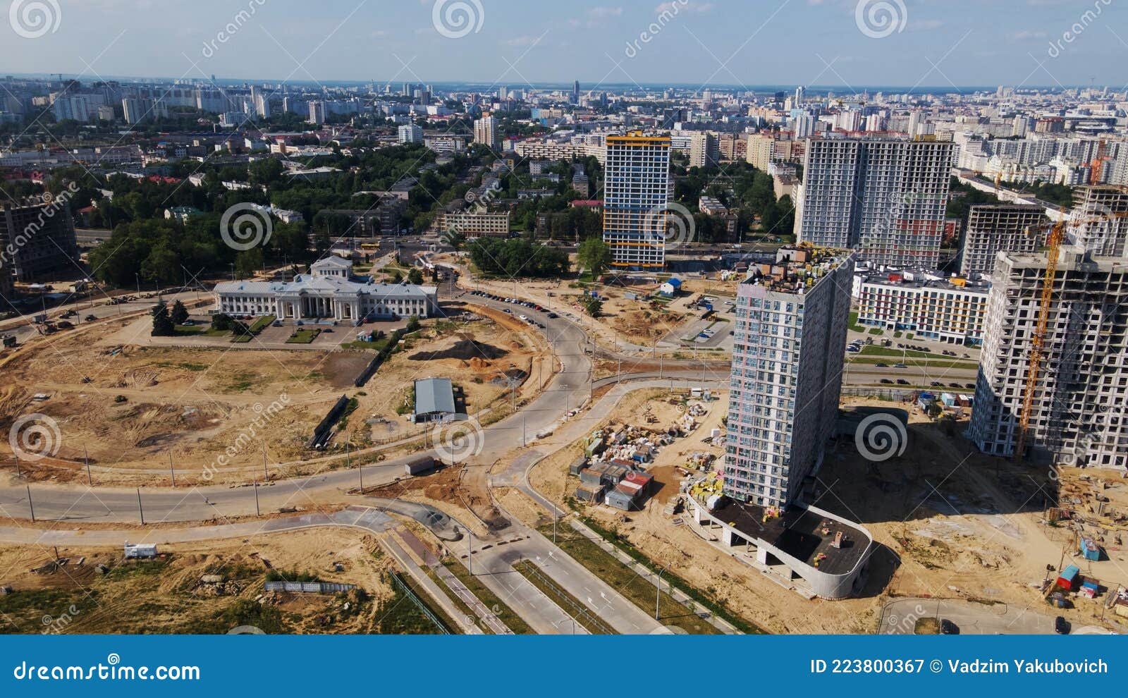 Modern Urban Development. Construction Site with Multi-storey Buildings ...
