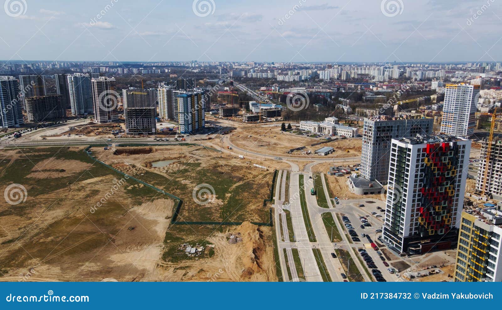 Modern Urban Development. Construction Site with Multi-storey Buildings ...