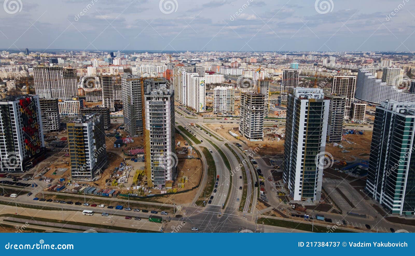 Modern Urban Development. Construction Site with Multi-storey Buildings ...