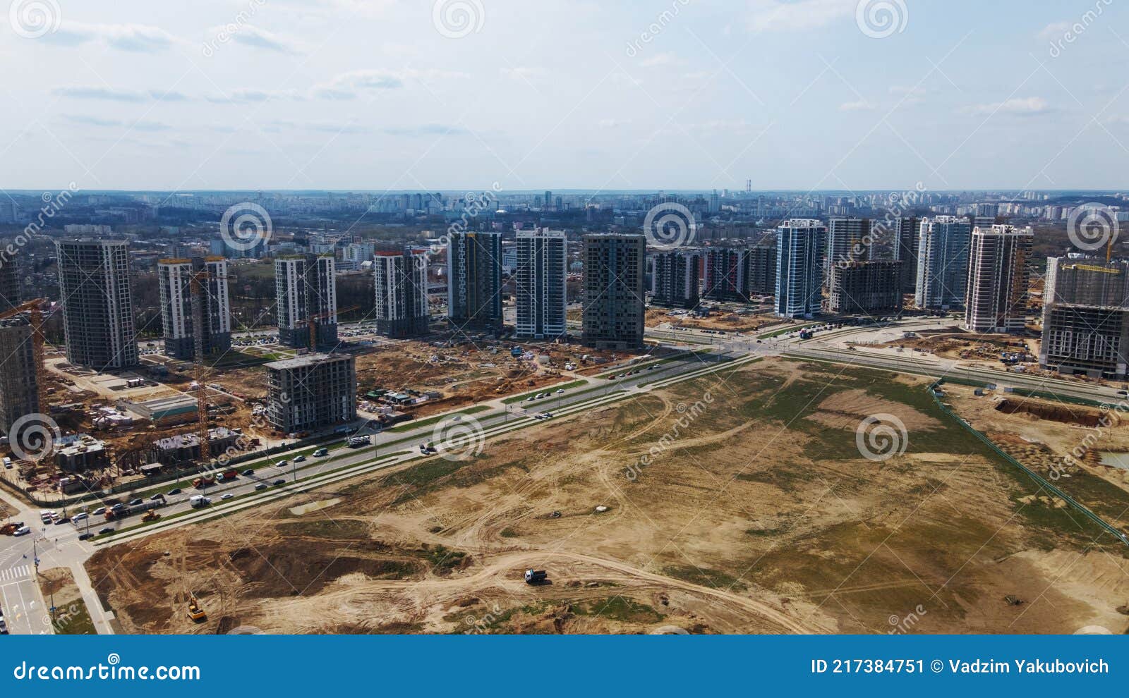 Modern Urban Development. Construction Site with Multi-storey Buildings ...