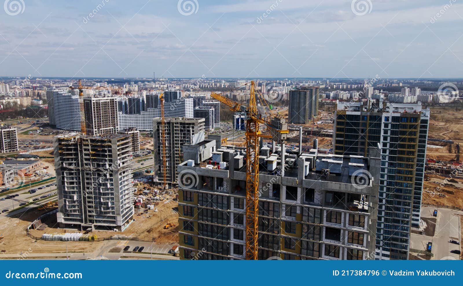 Modern Urban Development. Construction Site with Multi-storey Buildings ...