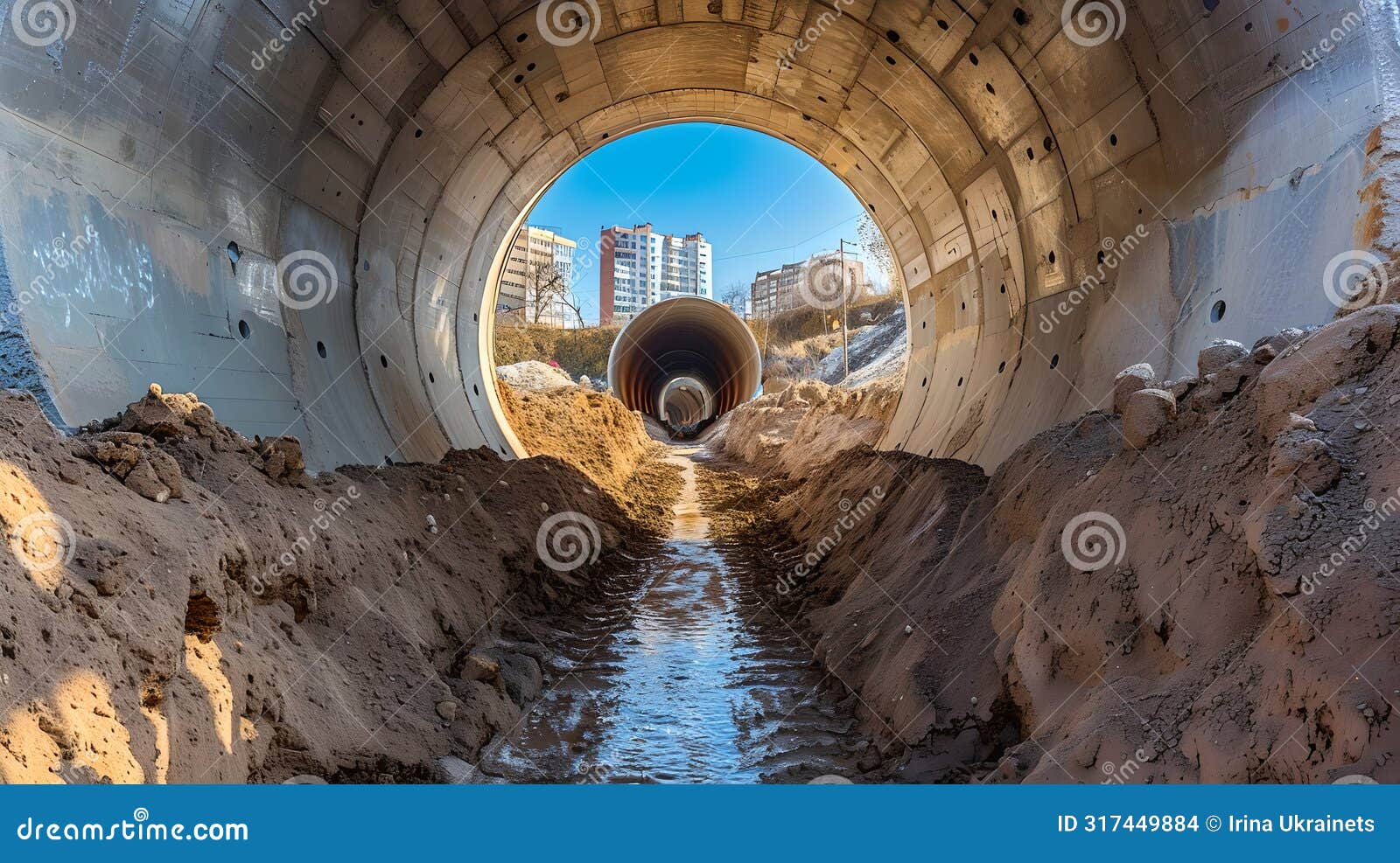 Modern Urban Infrastructure Development. New Stormwater Drainage Pipe ...