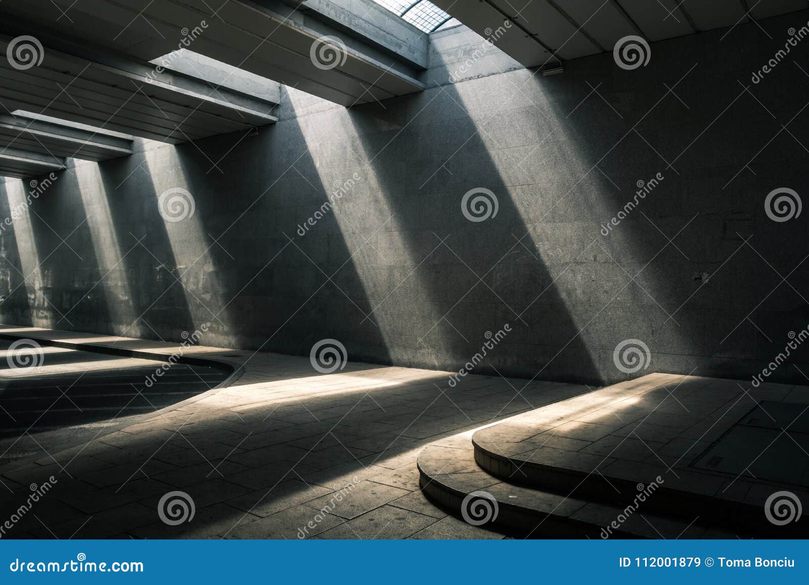 Modern Urban Passage with Dramatic Light Stock Image - Image of grey ...