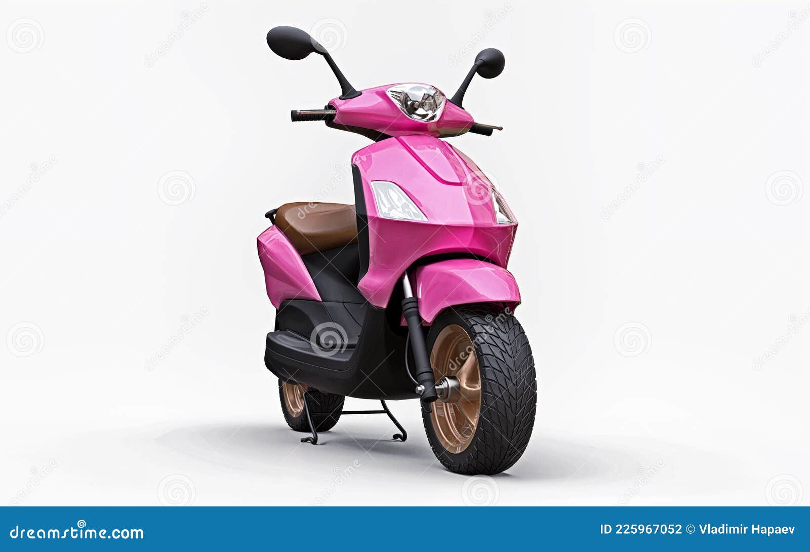 Modern Urban Pink Moped on a White Background. 3d Illustration. Stock ...