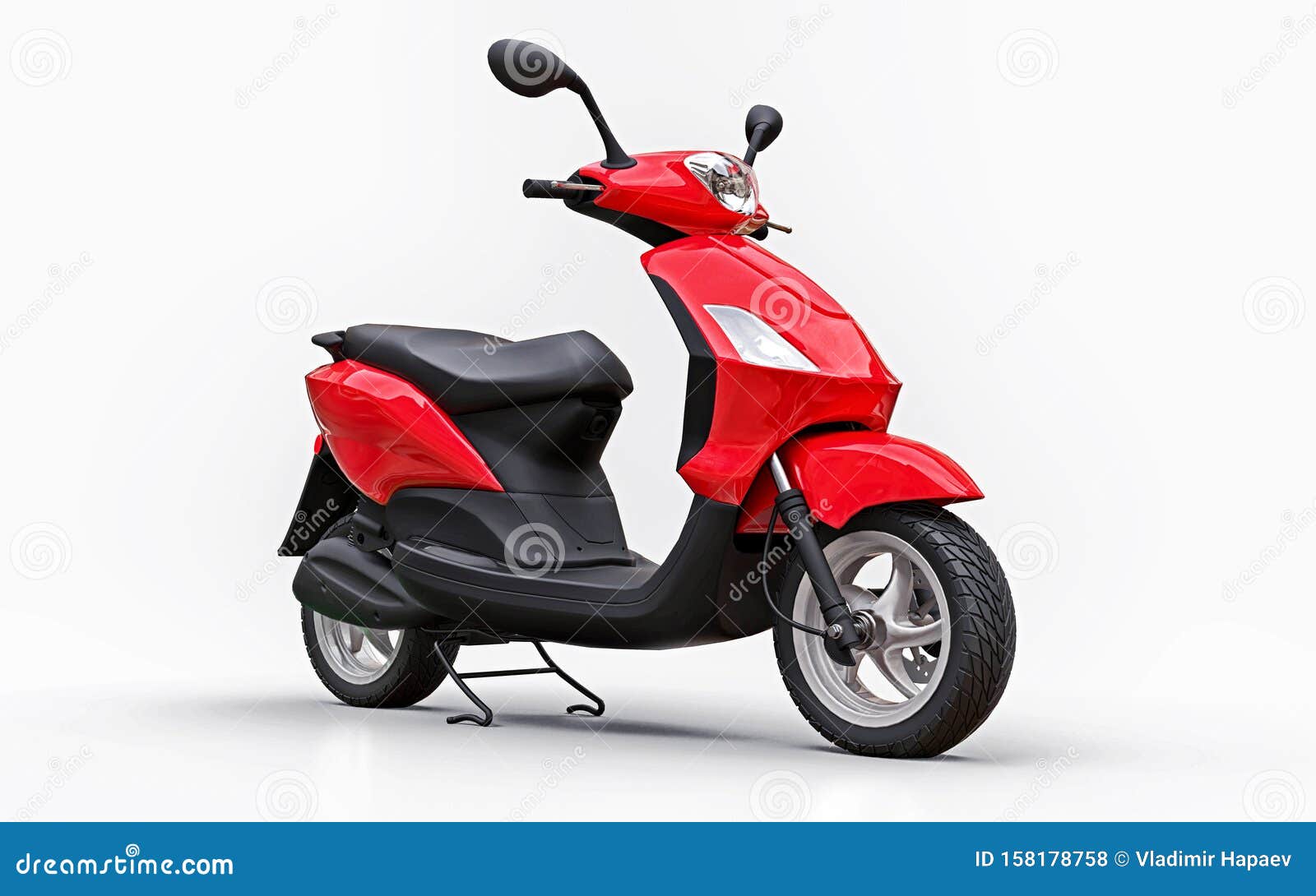 Modern Urban Red Moped on a White Background. 3d Illustration Stock ...