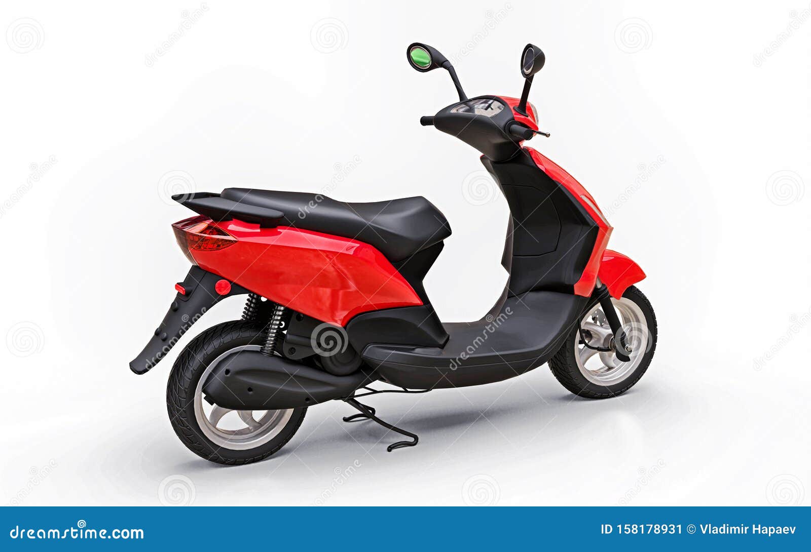 Modern Urban Red Moped on a White Background. 3d Illustration Stock ...