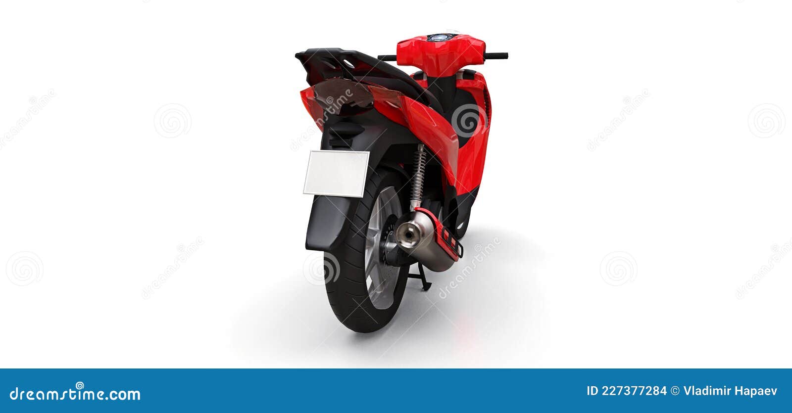Modern Urban Red Moped on a White Background. 3d Illustration. Stock ...