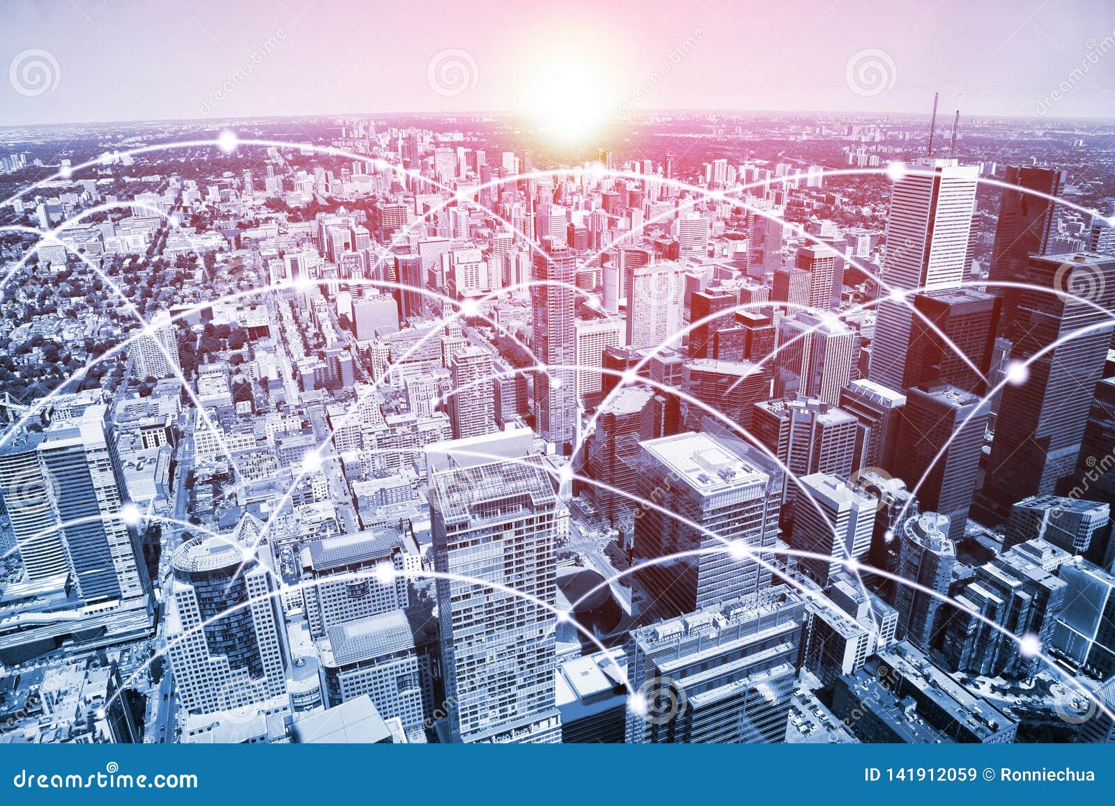 Modern Urban Skyline with High-speed Data and Internet Communication ...