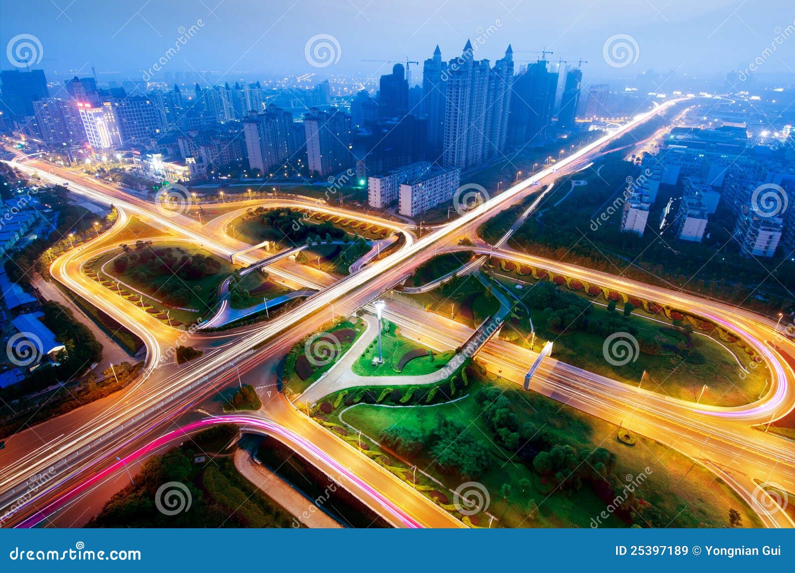 Modern Urban Viaduct at Night Stock Image - Image of lorry, modern ...