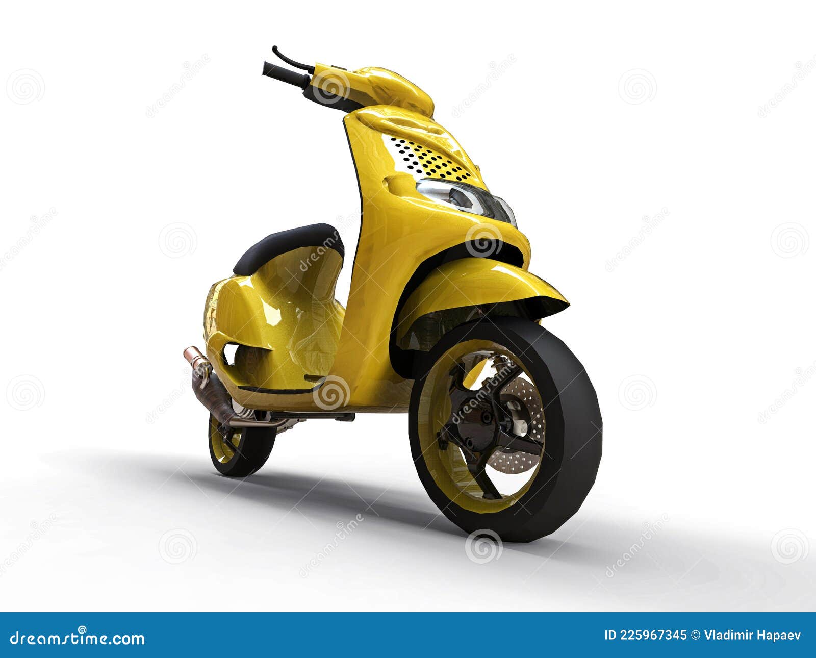 Modern Urban Yellow Moped on a White Background. 3d Illustration. Stock ...