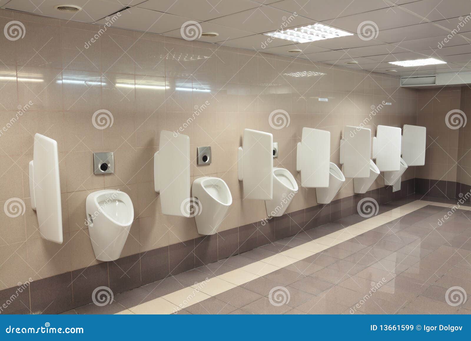 Modern urinals stock image. Image of partitions, indoors - 13661599