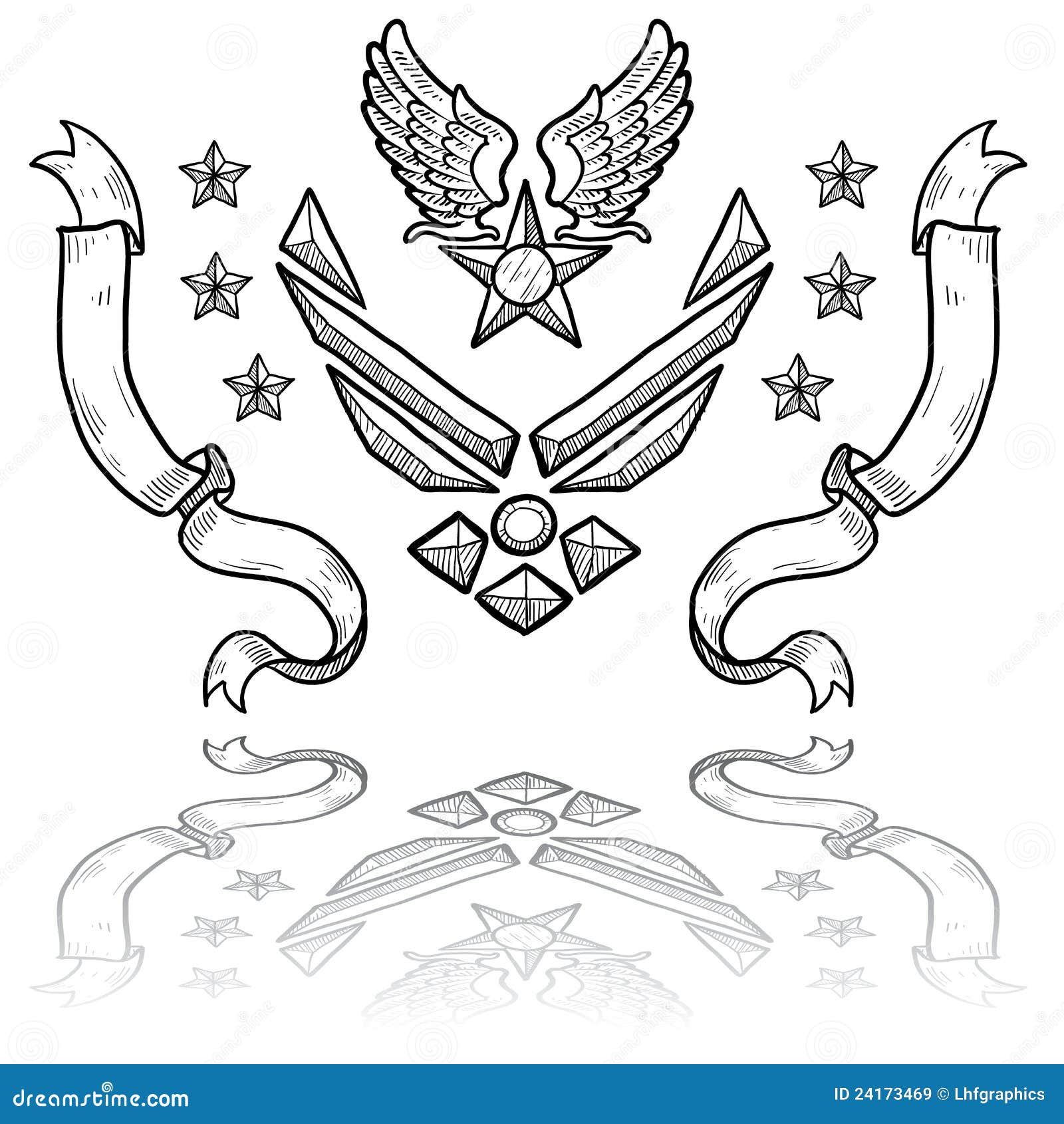 Modern US Air Force Insignia with Ribbons Stock Vector - Illustration ...