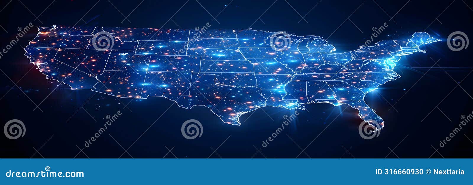 Modern USA Map Illustration with Abstract Shapes and Icons Stock ...