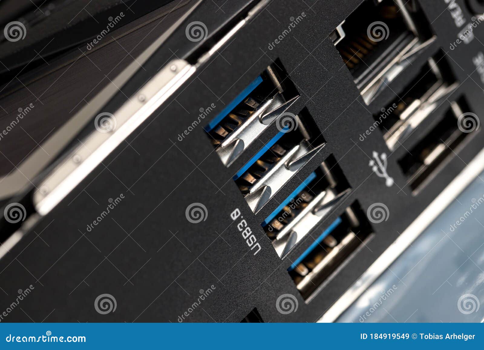 Modern Usb 3.0 Connections on an Computer Editorial Stock Image - Image ...