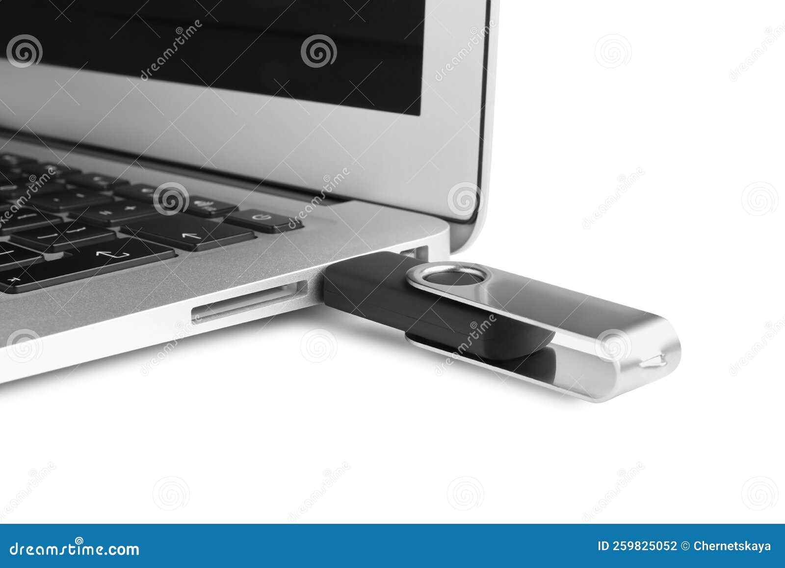 Modern Usb Flash Drive Attached into Laptop on White Background ...