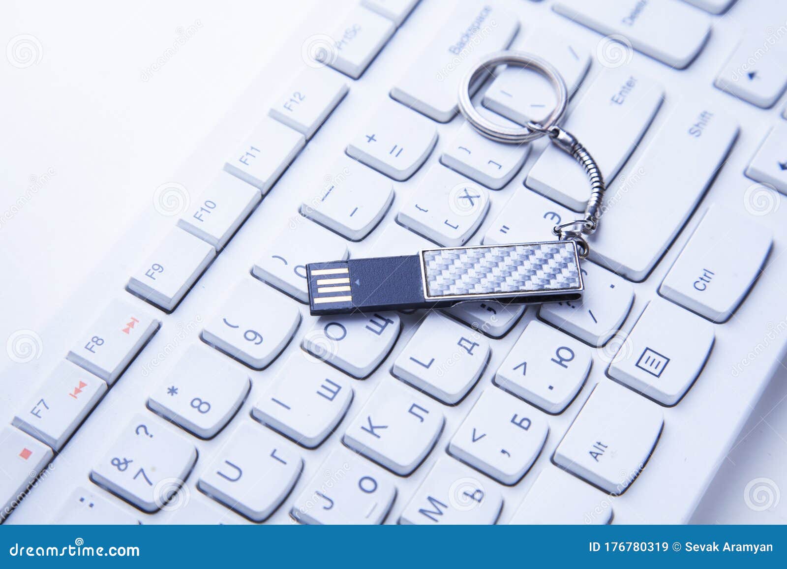 Modern USB Flash Drive on Laptop Keyboard Stock Image - Image of ...