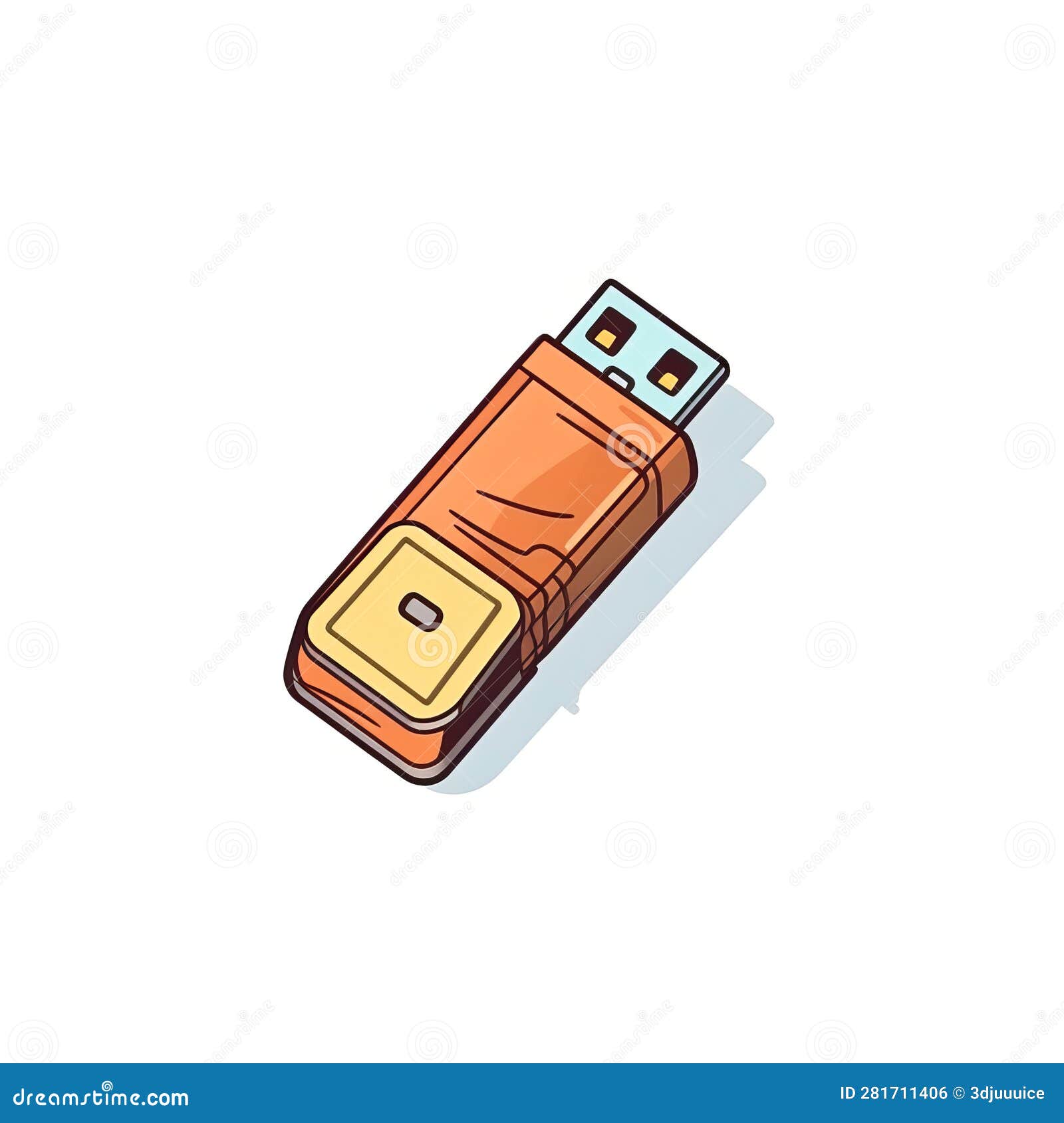 Modern USB Flash Drive Storage Device Cartoon Square Illustration ...
