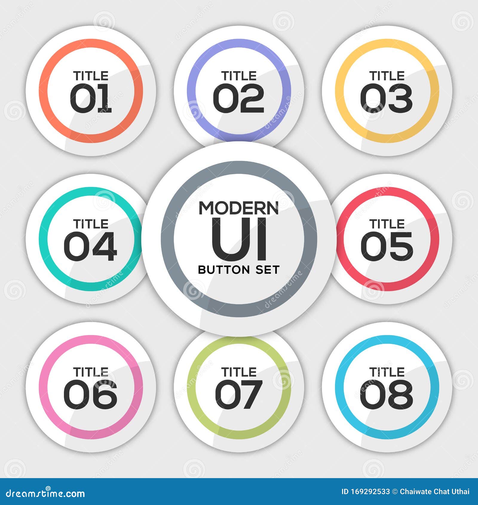 Modern User Interface Circle Button Set Stock Vector - Illustration of ...