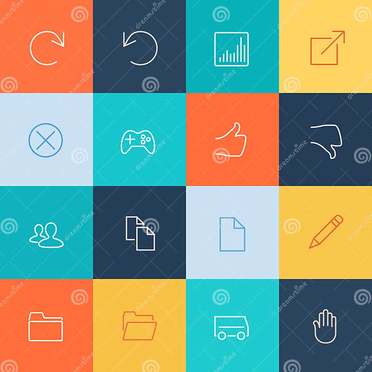 Modern User Interface Line Icons, Pixels Perfect Stock Illustration ...