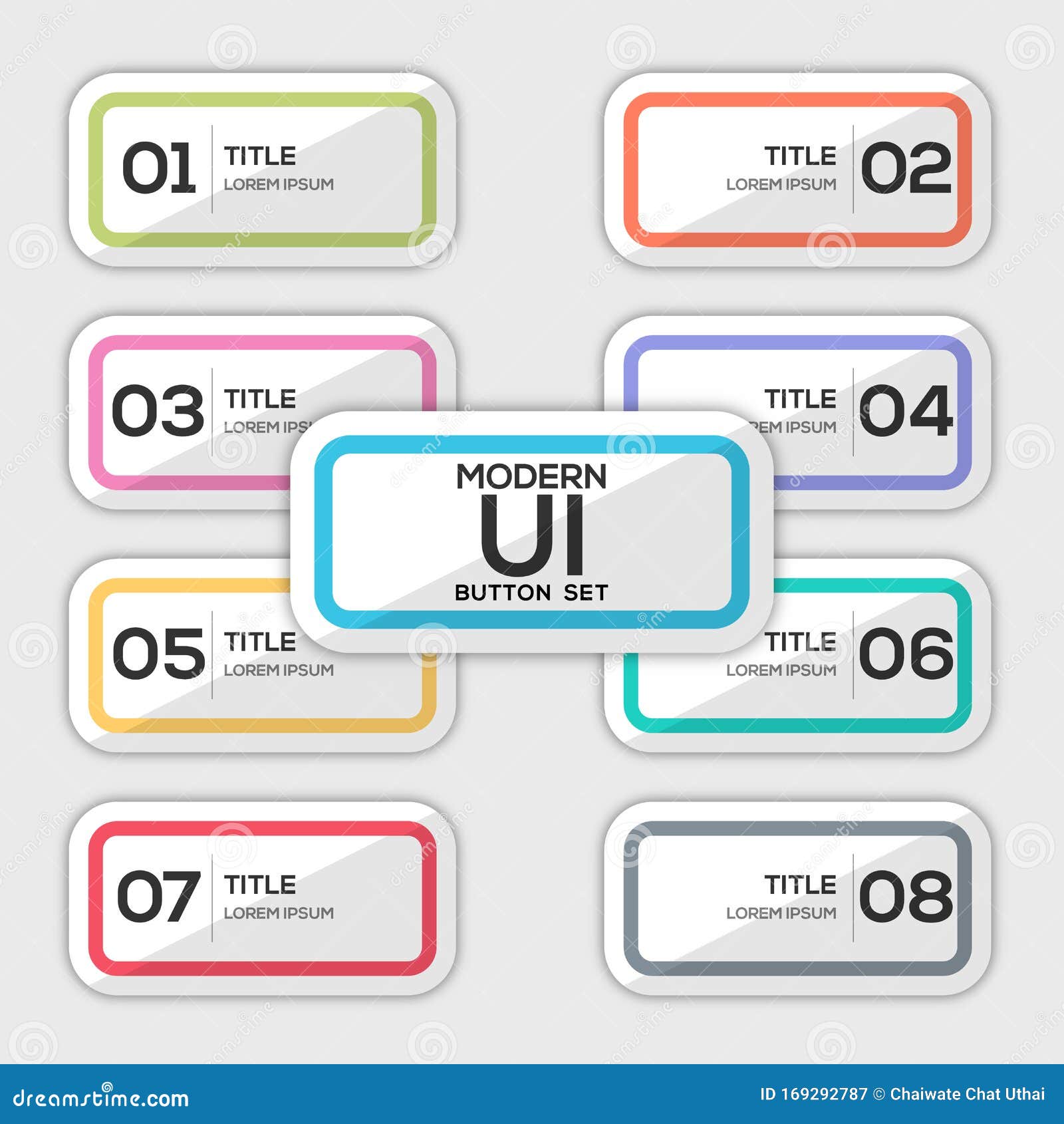 Modern User Interface Rectangle Button Set Stock Vector - Illustration ...