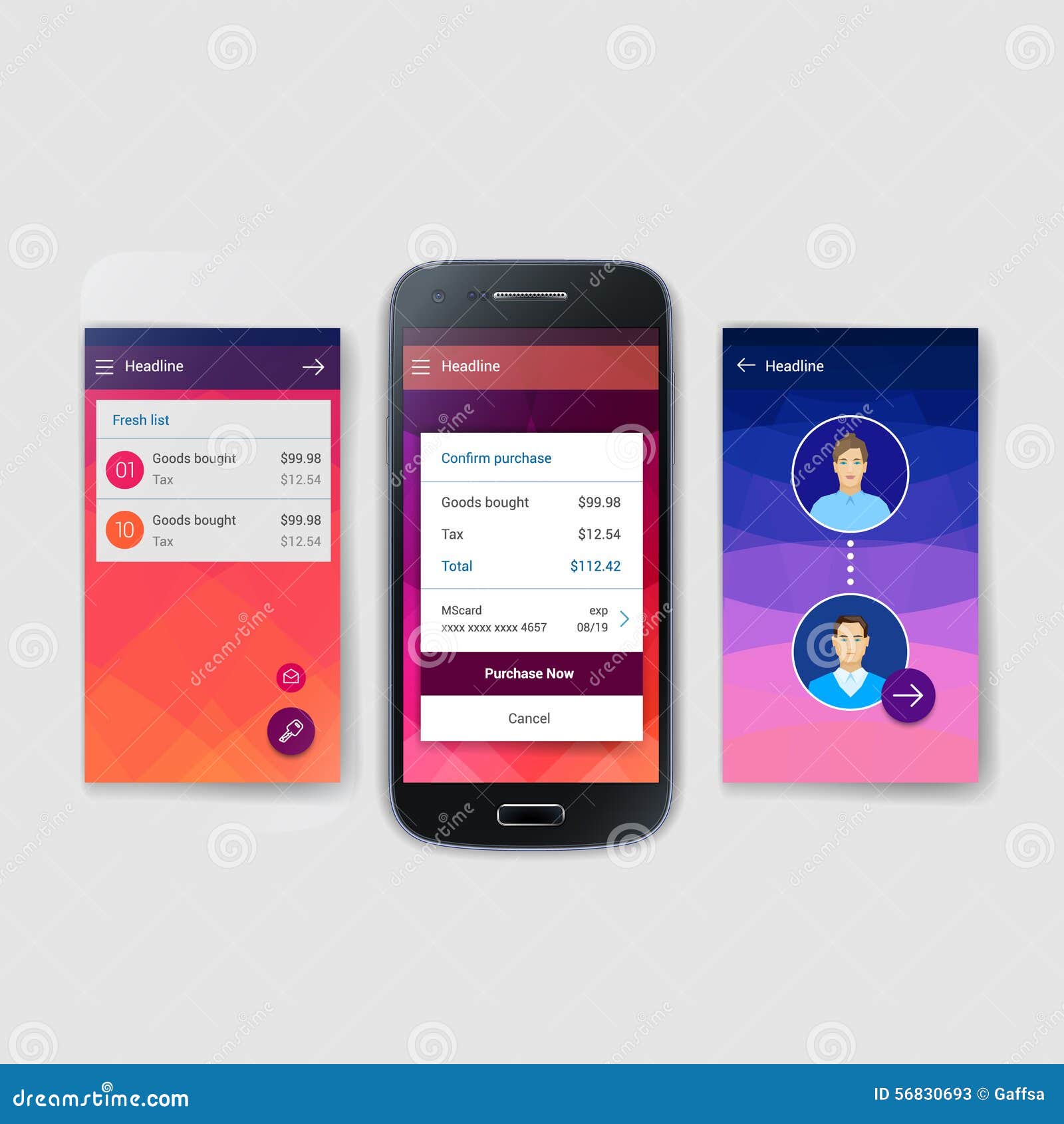 Modern User Interface Screen Template for Mobile Stock Vector ...