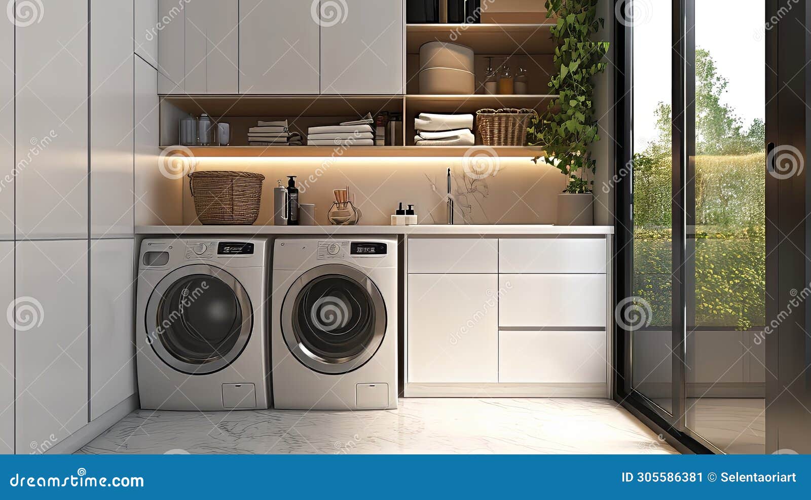 Modern Utility Room Interior Concept Stock Illustration - Illustration ...