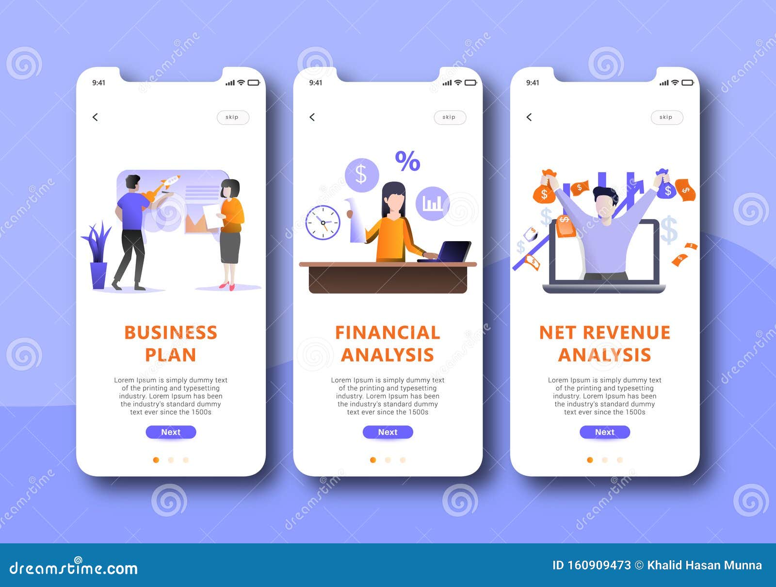 Business Onboarding Screen Mobile Ui Design Stock Vector - Illustration ...