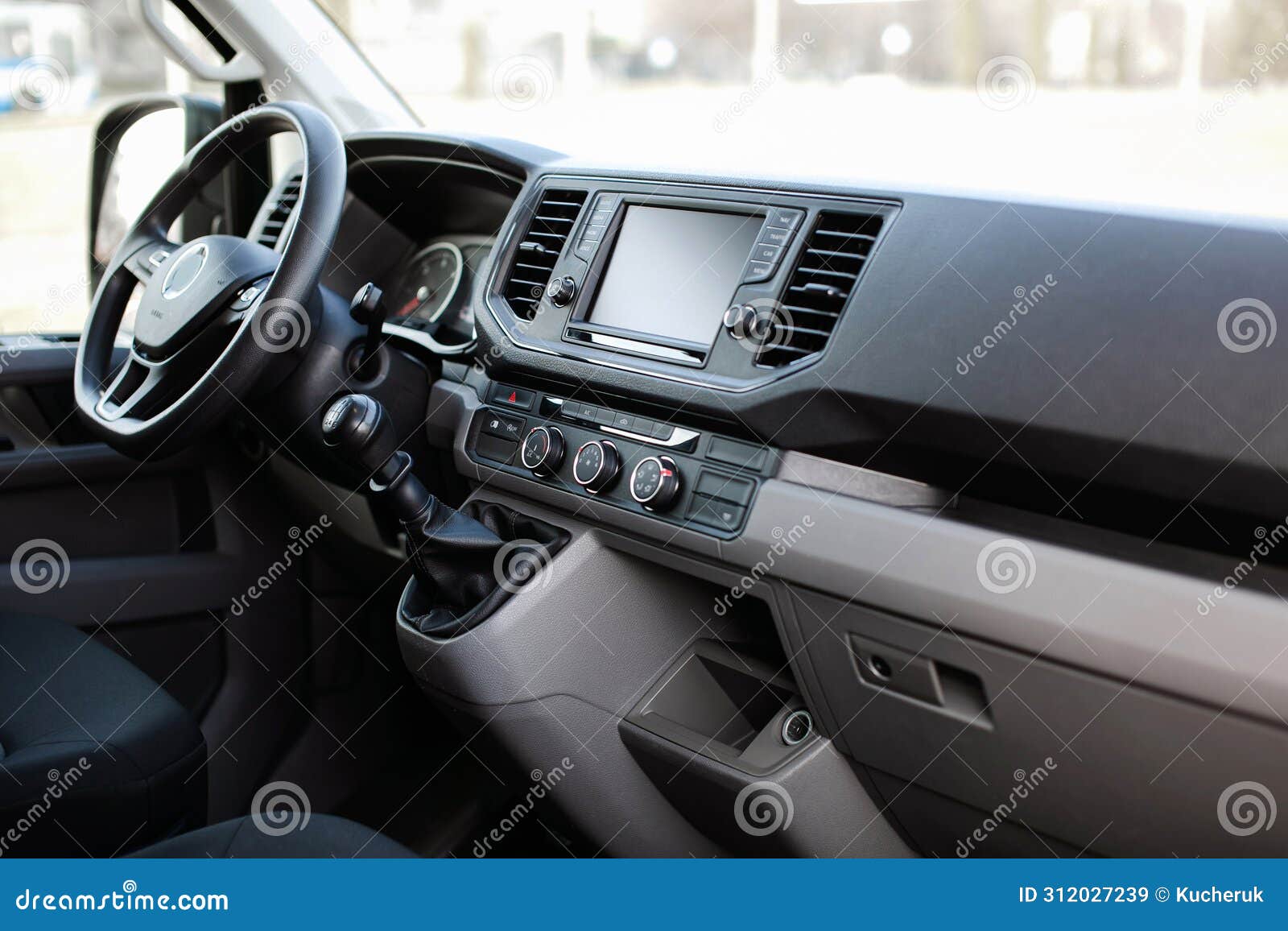 Modern Van Interior Dashboard Close Up. Stock Image - Image of ...