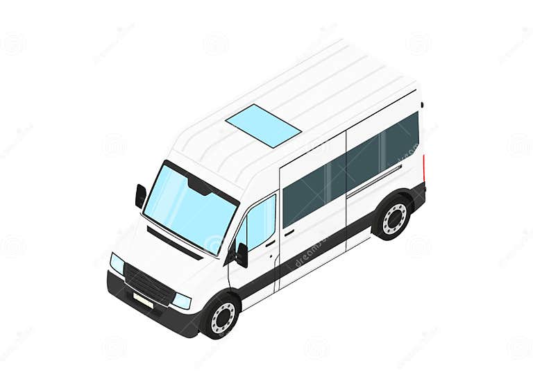 Isometric View of Modern Van. Stock Vector - Illustration of service ...