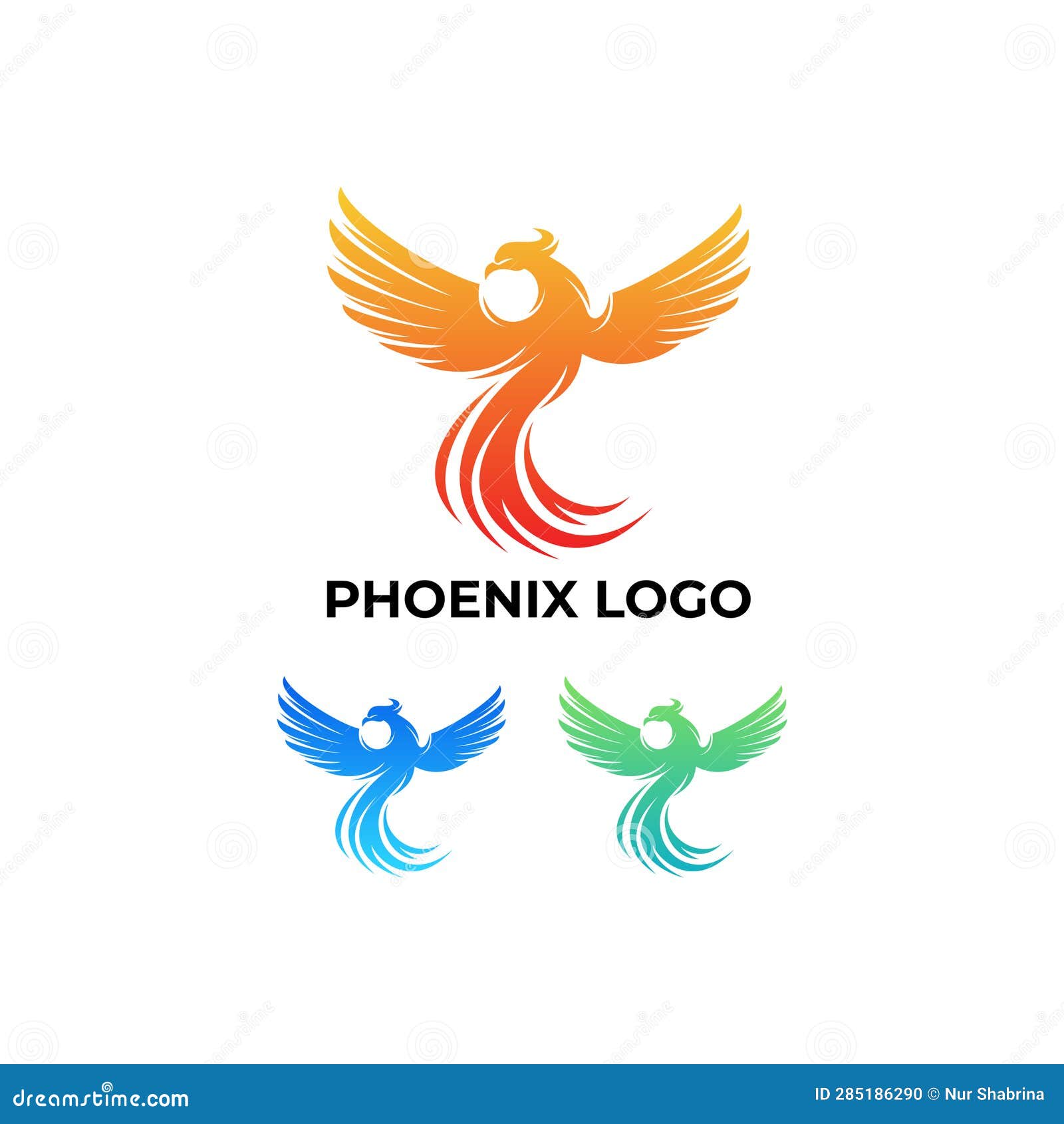 Modern Vector Awesome Flying Phoenix Gradient Logo Vector Illustration ...