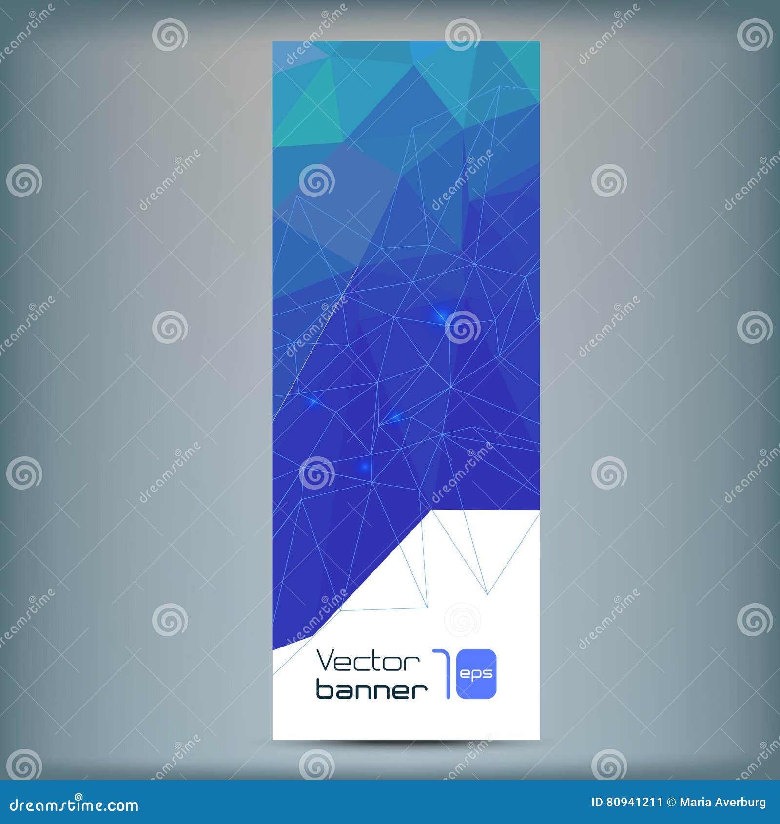 Modern Vector Banner with Blue Polygonal Background Stock Vector ...