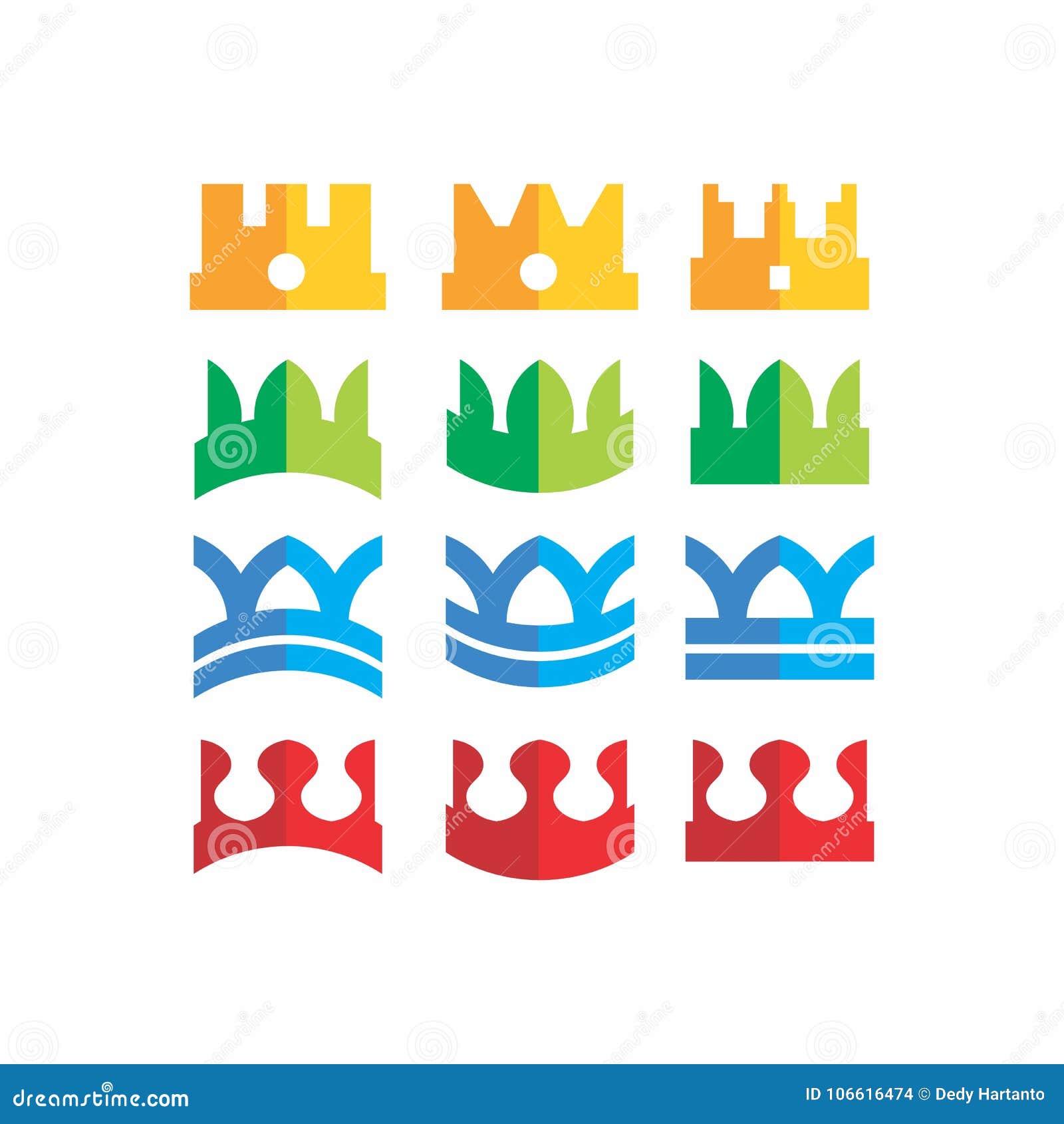 Abstract Crown Vector Logo Set Stock Vector - Illustration of ...