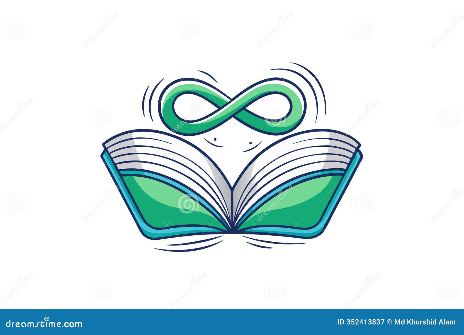 Modern Vector Design Showing an Open Book with a Glowing Infinity ...
