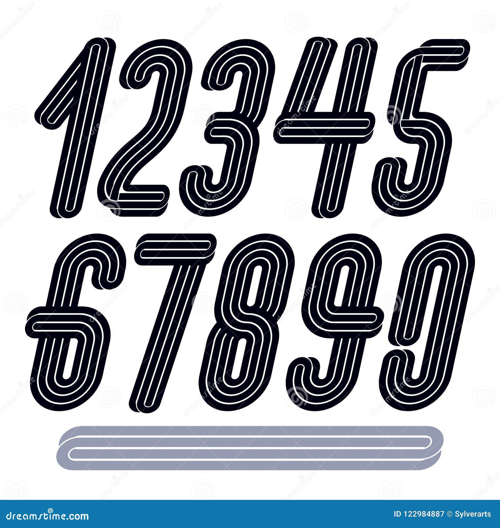 Modern Vector Digits, Funky Tall Decorative Numerals Collection Stock ...