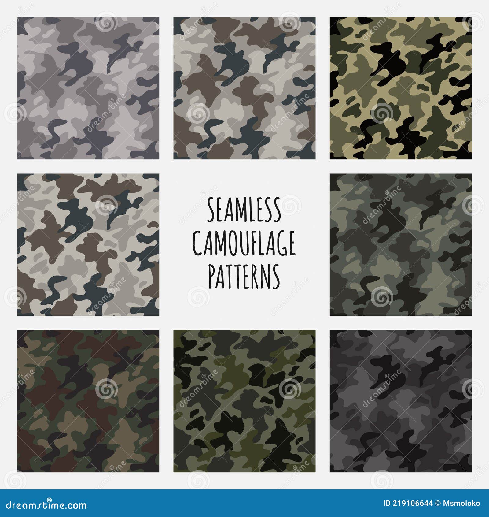 Modern Vector Fashion Trendy Camo Pattern Set Stock Vector ...