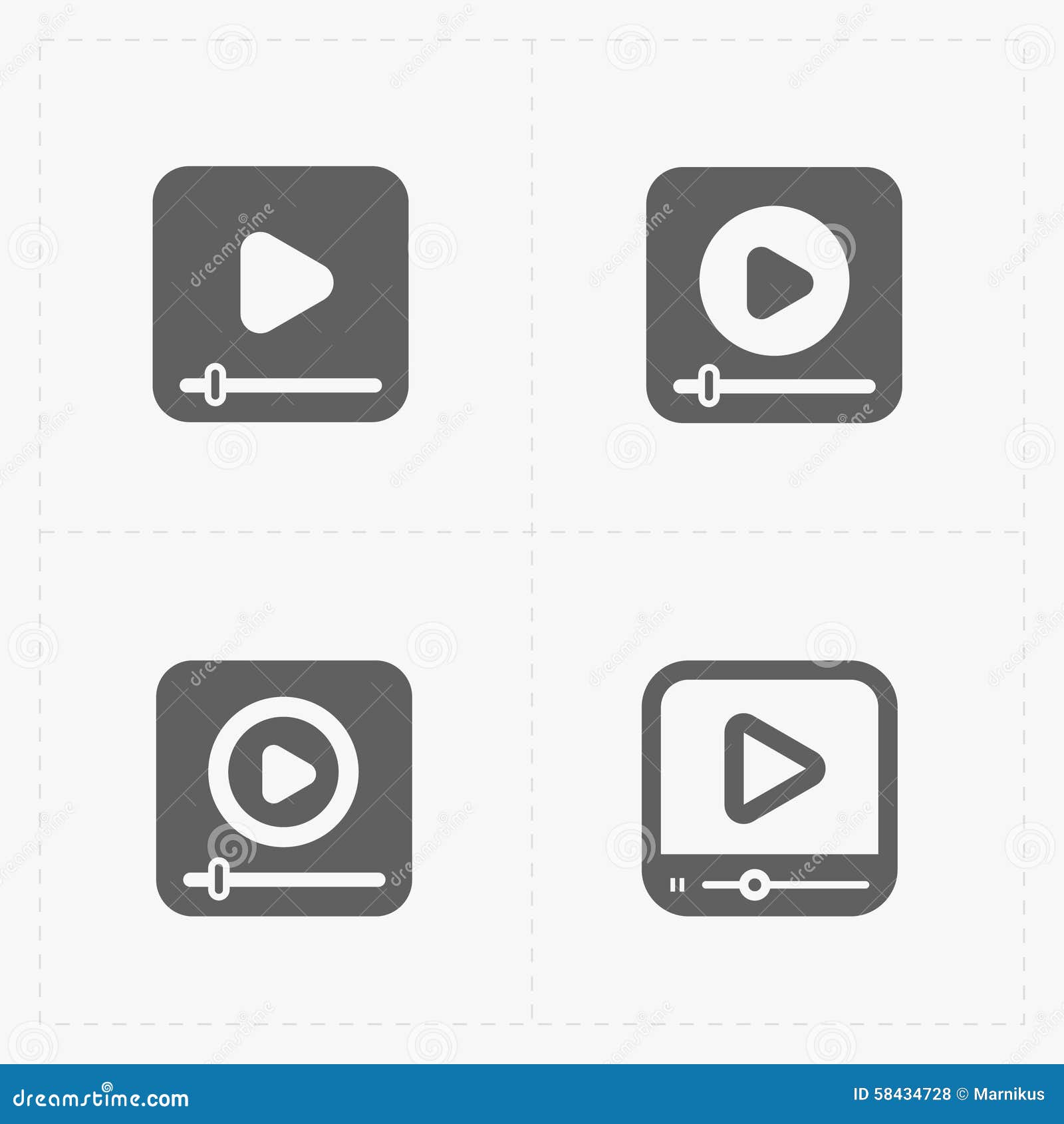 Modern Vector Flat Video Player Icons Stock Vector - Illustration of ...