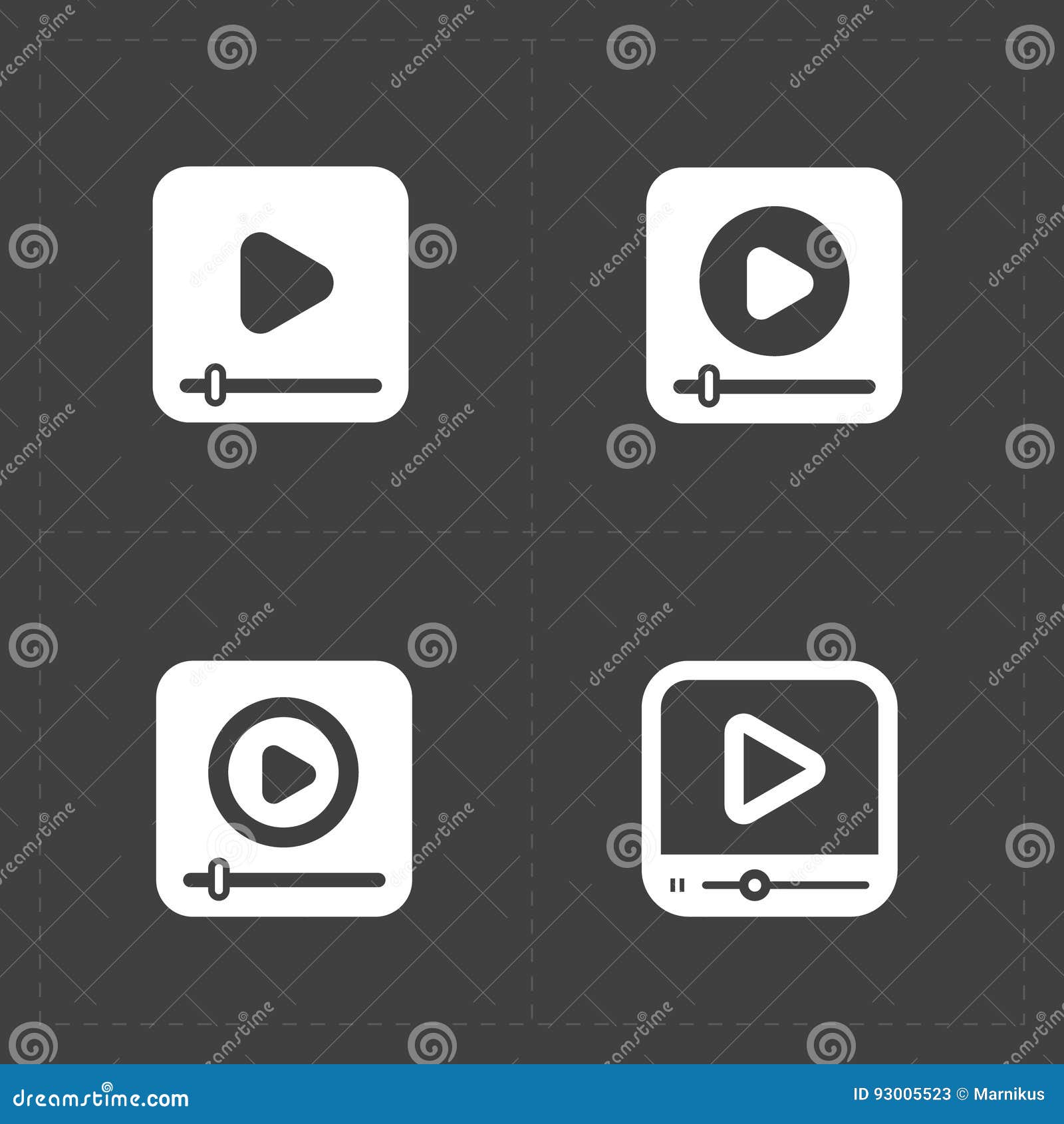 Modern Vector Flat Video Player Icons. Stock Vector - Illustration of ...
