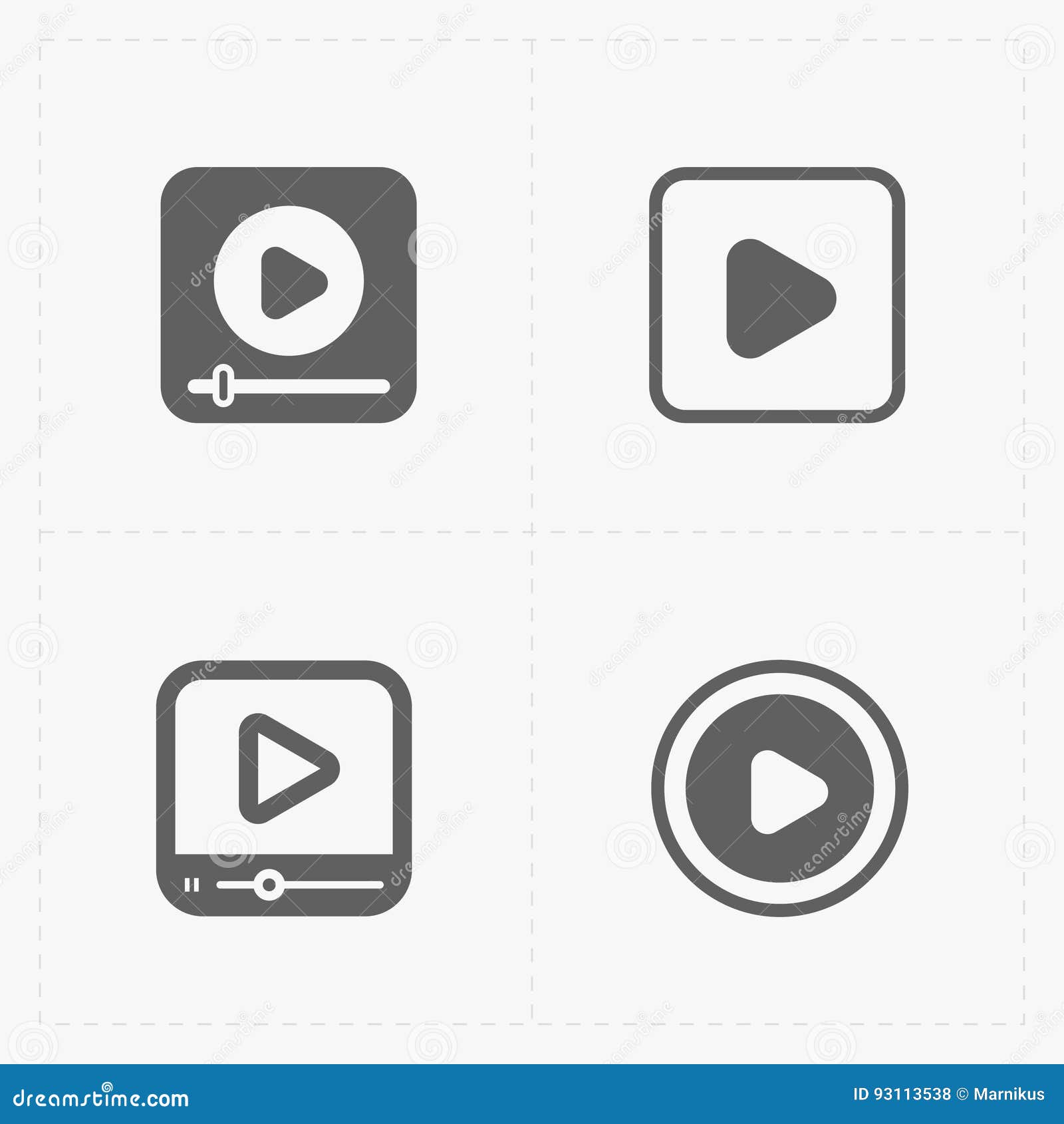 Modern Vector Flat Video Player Icons. Stock Vector - Illustration of ...