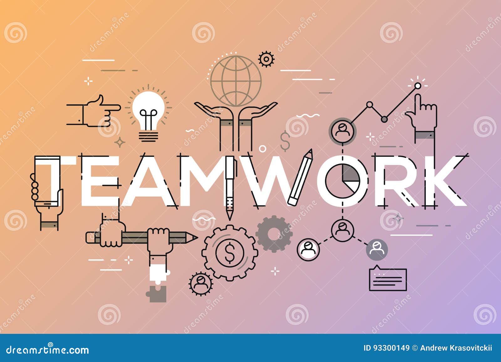 Modern Vector Illustration Concept of Word Teamwork Stock Vector ...
